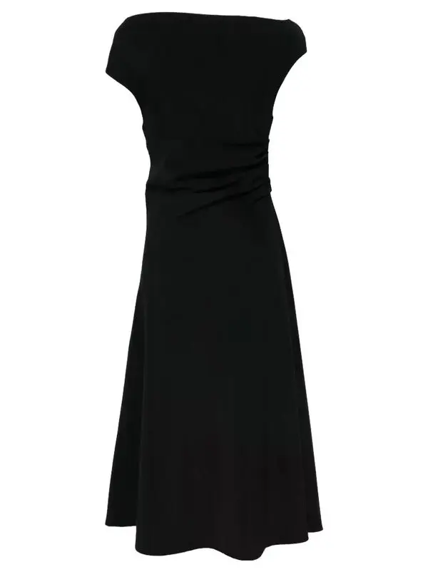 P.a.r.o.s.h Boat Neck Draped Midi Dress - Blue
