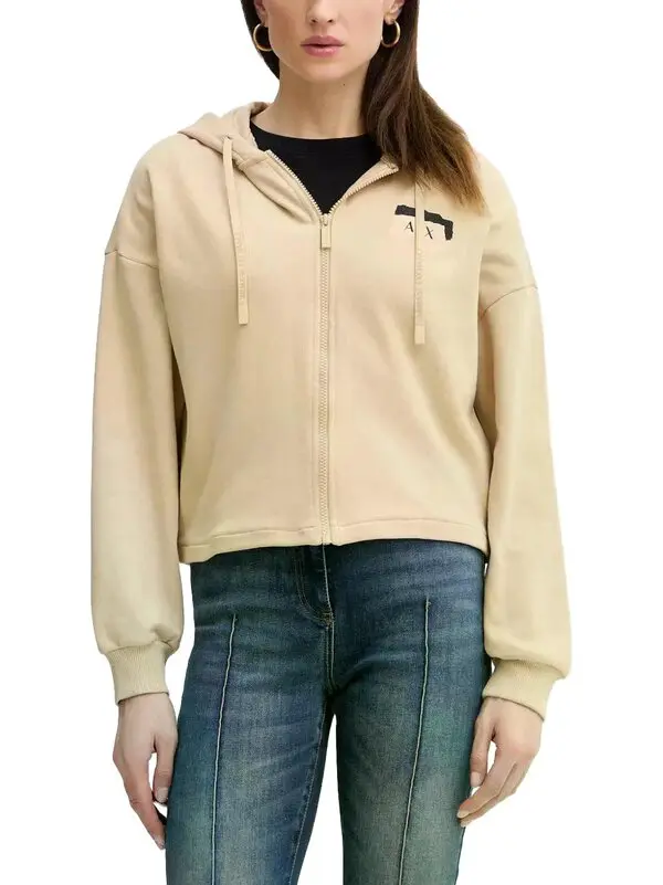 Armani Exchange Beige Logo Zip Hoodie - Neutrals