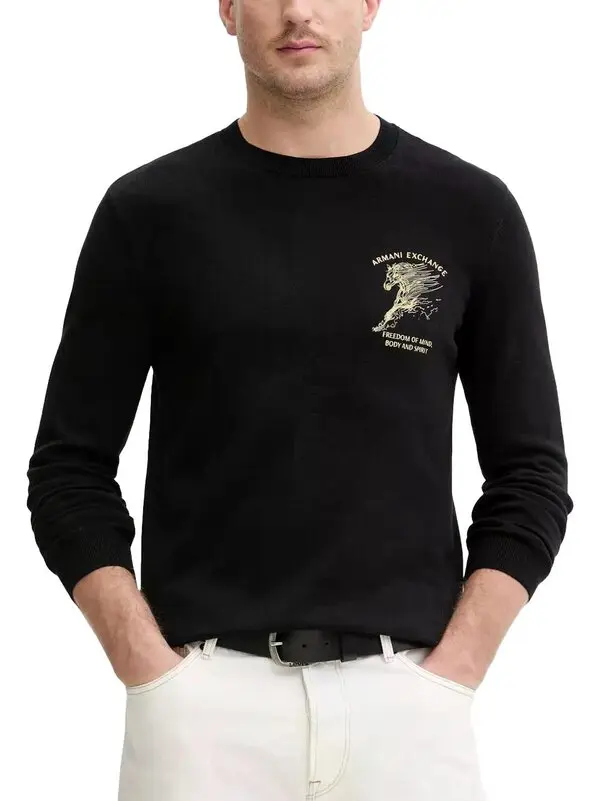 Armani Exchange Graphic Crew Neck Long Sleeve Sweatshirt - Black