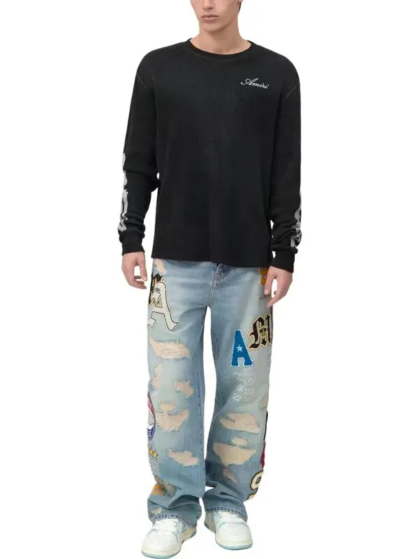 Amiri Varsity Patch Baggy Jeans - Blue