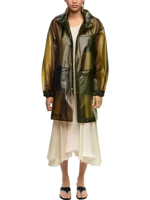 Bimba Y Lola Hooded Trench Coat With Button Fastening - Green