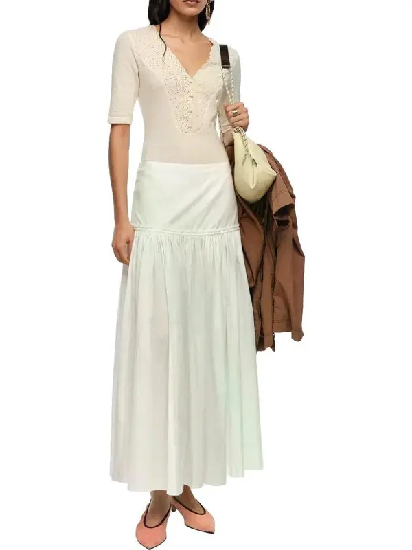 Bimba Y Lola Midi Gathered Cotton Skirt - White