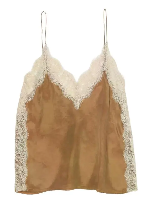 Bimba Y Lola Lace Trim V-neck Camisole - Brown
