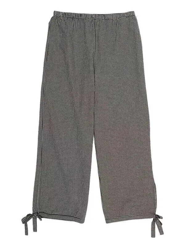 Bimba Y Lola Gingham Pattern Cuff-tie Trousers - Black