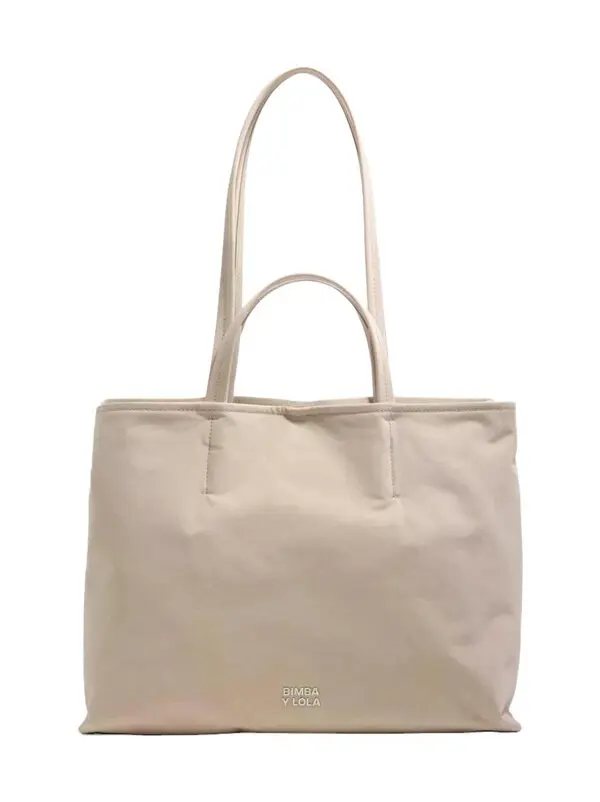 Bimba Y Lola Large Tote Bag With Chihuahua Logo Plaque - Neutrals