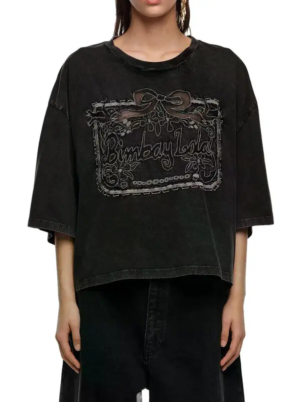Bimba Y Lola Oversized Graphic Print T-shirt - Black
