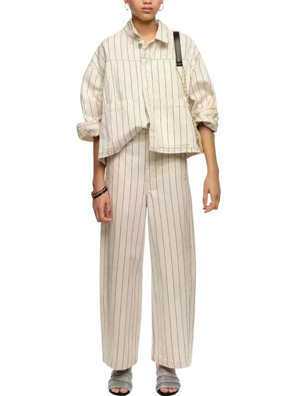 Bimba Y Lola Wide-leg Striped Trousers - Neutrals