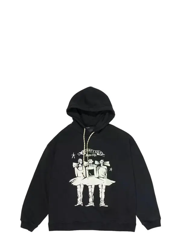Bimba Y Lola Graphic Print Drawstring Hoodie - Black