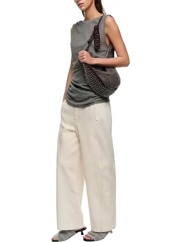 Bimba Y Lola Contrast Stitch Barrel Trousers - Neutrals