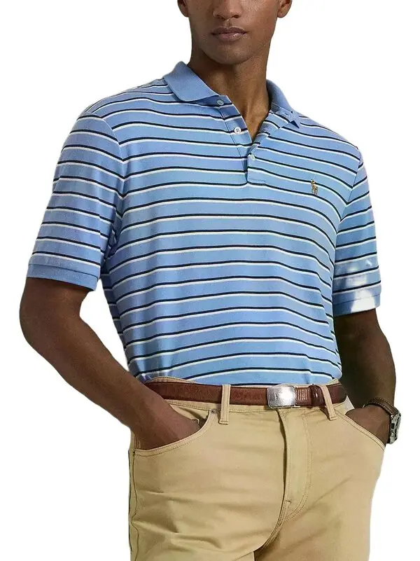 Polo Ralph Lauren Striped Logo Polo Shirt - Blue