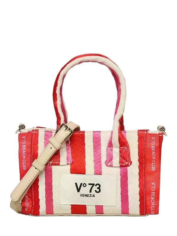 V°73 Mini Striped Top-handle Shoulder Bag - Red