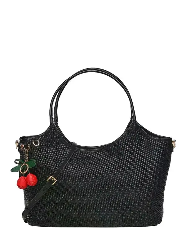 V°73 Zelda Woven Shoulder Bag - Black