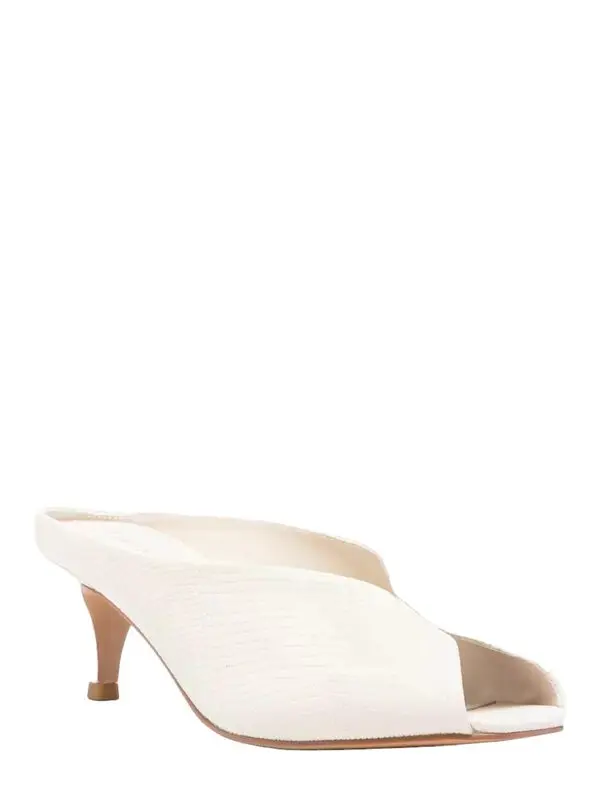 TWINSET Peep-toe Leather Heeled Mules - Neutrals