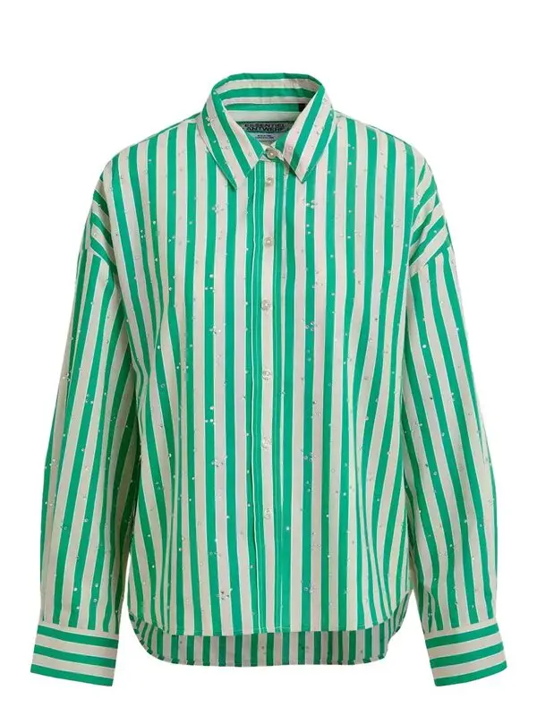 Essentiel Antwerp Striped Shirt With Rhinestone Embellishments - Green