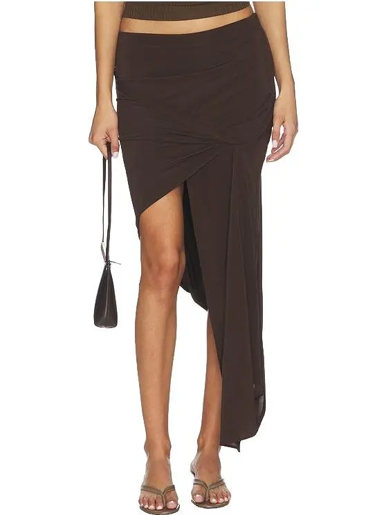 Helmut Lang Twist Drape Skirt In . Also - Brown