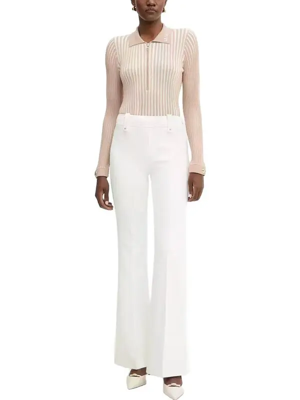 Liu Jo Striped Zip-up Polo Top - Neutrals