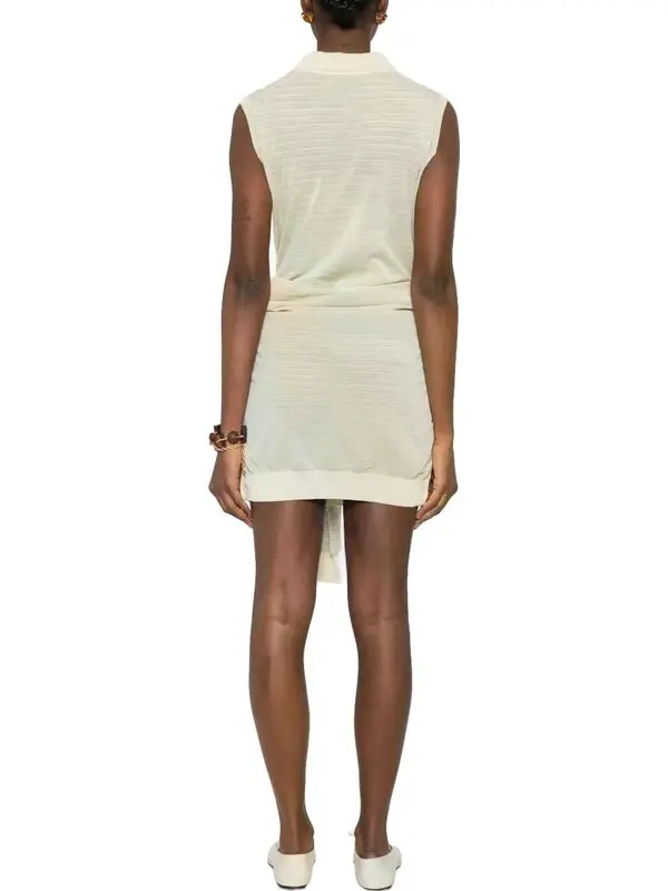 Nanushka Nila Striped Knitted Polo Dress - Neutrals