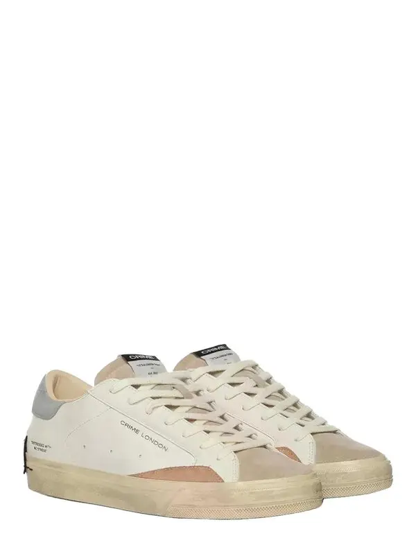 CRIME LONDON Distressed Leather Sneakers - Neutrals