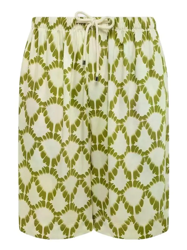 LANEUS Drawstring Patterned Shorts - Neutrals