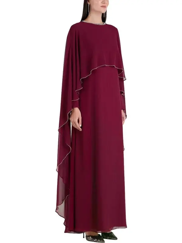 COPURS Samira Embellished Cape Maxi Dress - Red