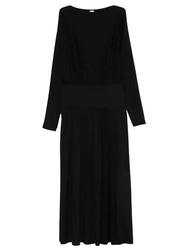 TOTEME Boat-neck Midi Dress With Gathered Detail - Black