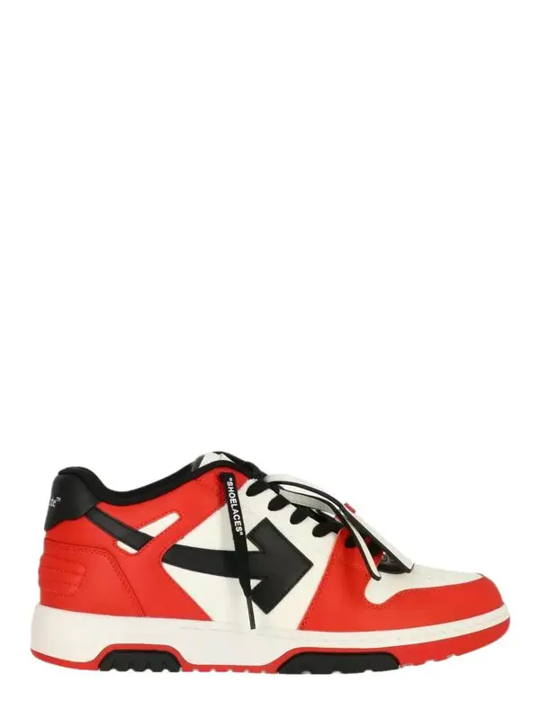 Off-White Out Of Office Colour-block Leather Sneakers - Red