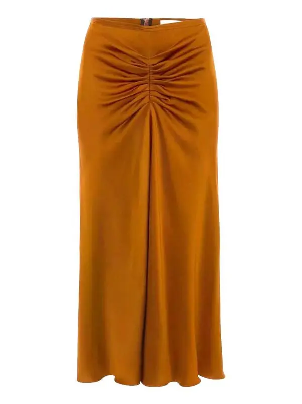 Victoria Beckham Midi Gathered Skirt - Orange