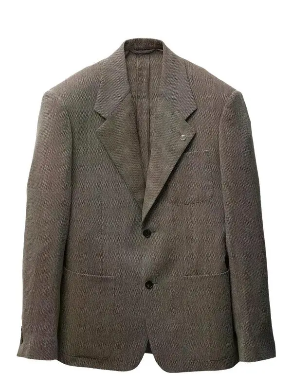 Versace Herringbone Wool Crêpe Blazer - Brown