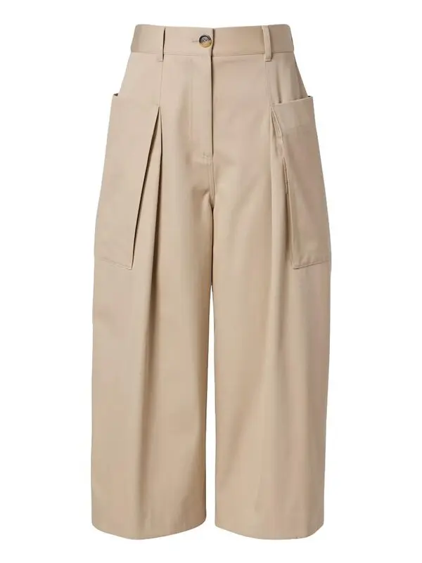Loewe Cotton And Silk Cropped Pants - Beige