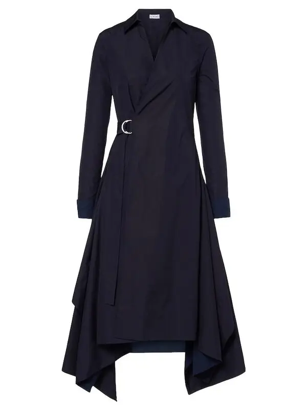 Loewe Draped Cotton Wrap Dress - Blue