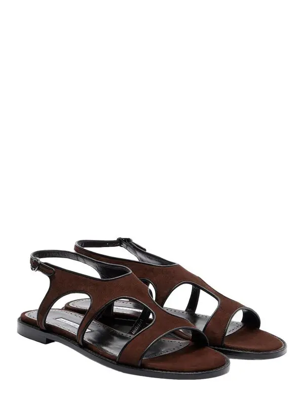 Manolo Blahnik Rufina Suede Sandals - Brown