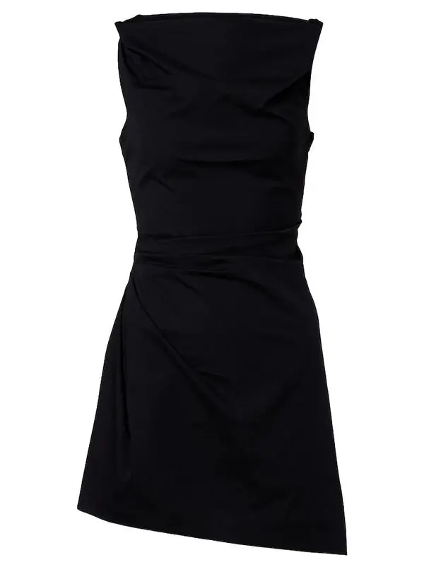 Staud Callie Asymmetrical Cotton Mini Dress - Black
