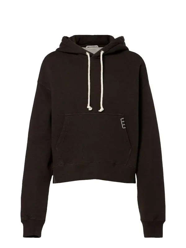 JW Anderson Cropped Cotton Hoodie - Brown