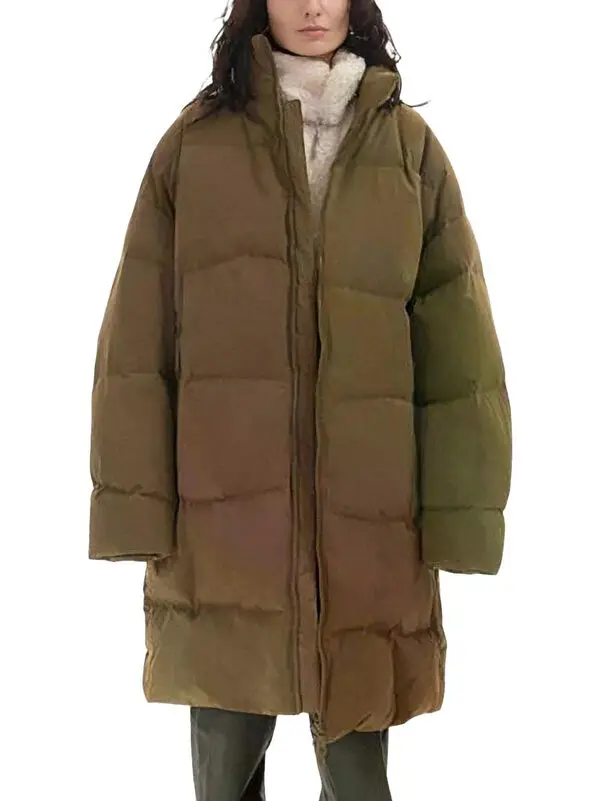 A. A. SPECTRUM Zip-up Padded Longline Jacket - Brown