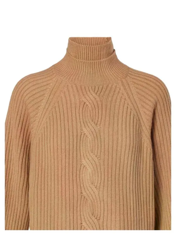 Max Mara Cable Knit Roll-neck Dress - Neutrals