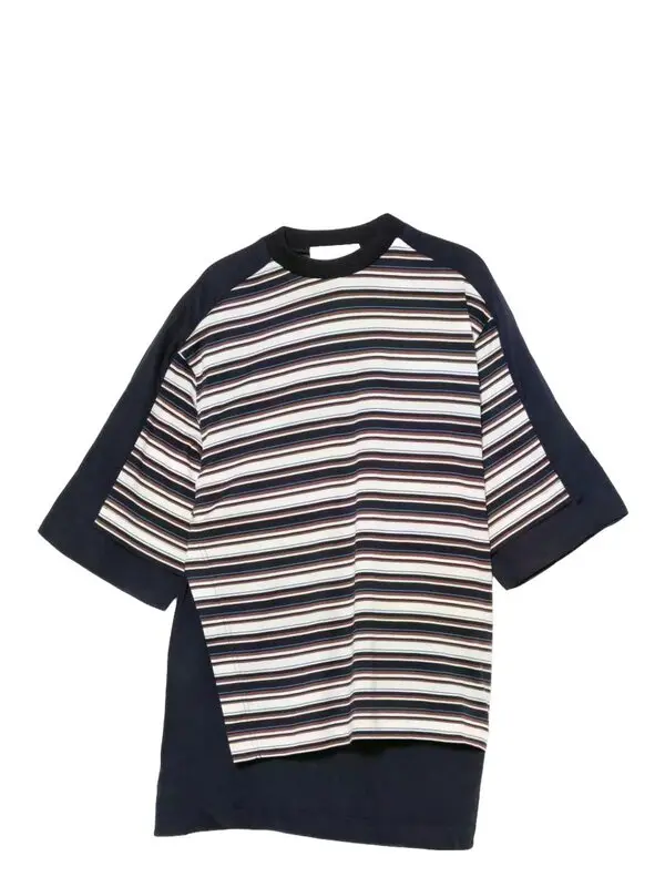 Toga Cotton Jersey T-shirt With Striped Panelling - Blue
