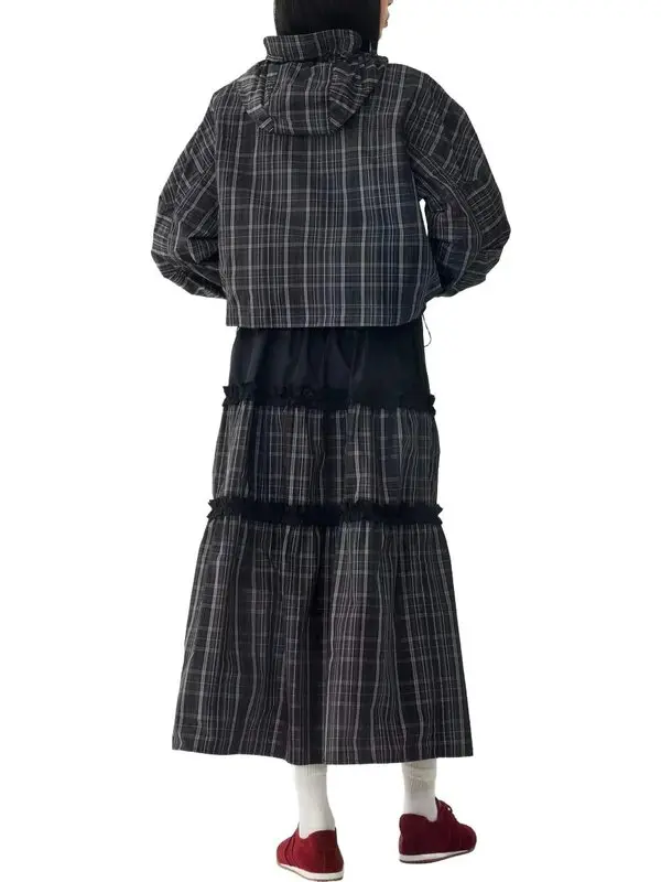 STUDIO TOMBOY Check Hooded Jacket - Black