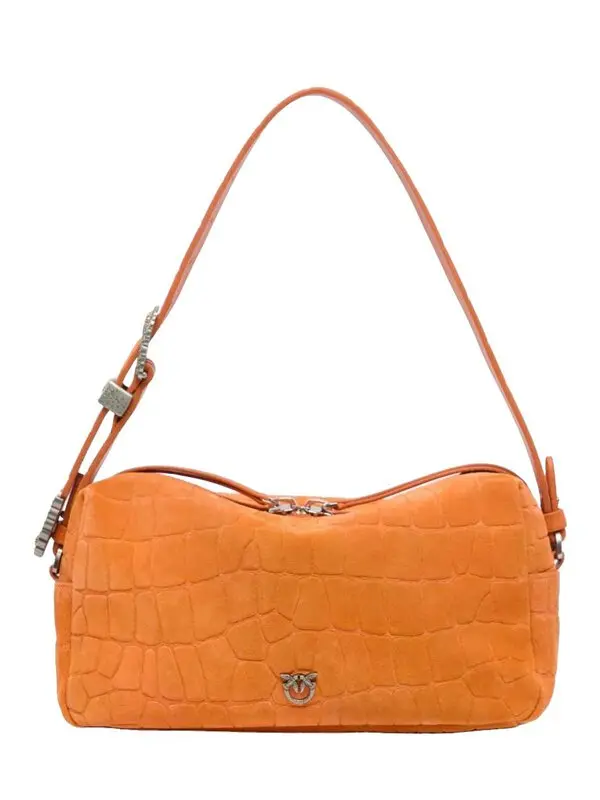 Pinko Embossed Crocodile Effect Shoulder Bag - Orange