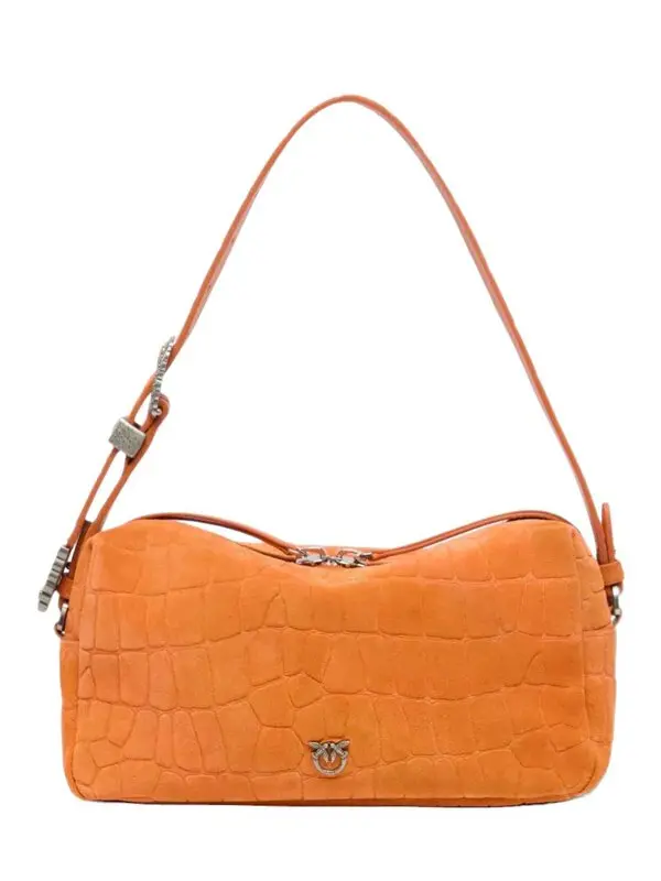 Pinko Embossed Crocodile Effect Shoulder Bag - Orange