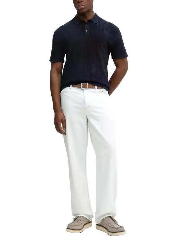 Michael Kors Ribbed-knit Polo Shirt - Blue