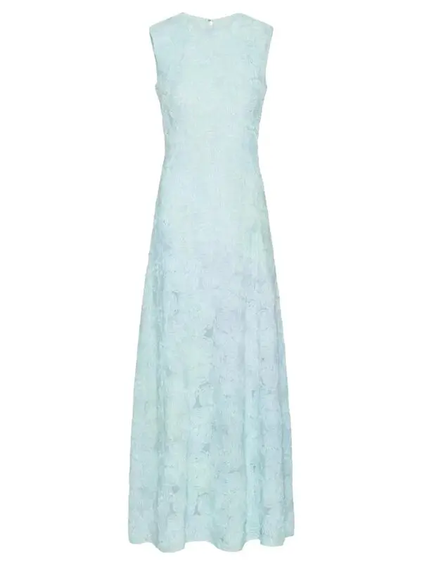 ROTATE BY BIRGER CHRISTENSEN Sleeveless Floral Mesh Maxi Dress - Blue