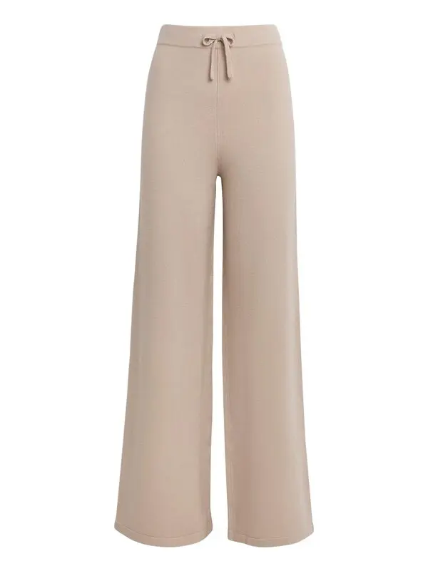YVES SALOMON Merino Wool Straight Trousers - Beige