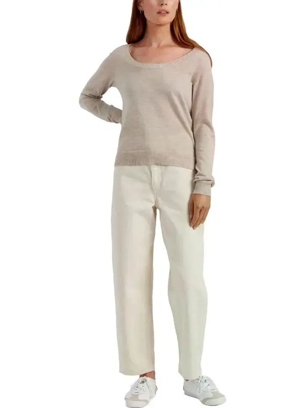 Chinti & Parker Scoop Neck Fine Knit Sweater - Neutrals