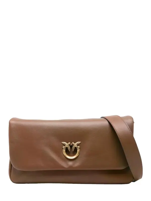 Pinko Soft Horizontal Shoulder Bag With Birds Detail - Brown