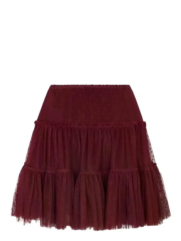 Red Valentino Ruffled Polka-dot Tiered Skirt - Red