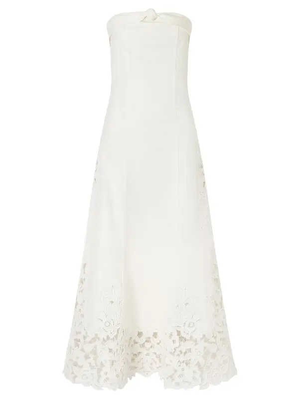 Cult Gaia Kellan Embroidered Linen Midi Dress - Neutrals