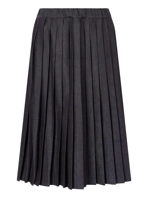 JIL SANDER Pleated Denim Midi Skirt - Blue