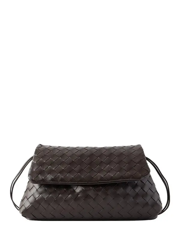 Bottega Veneta Giorno Intrecciato Leather Shoulder Bag - Brown