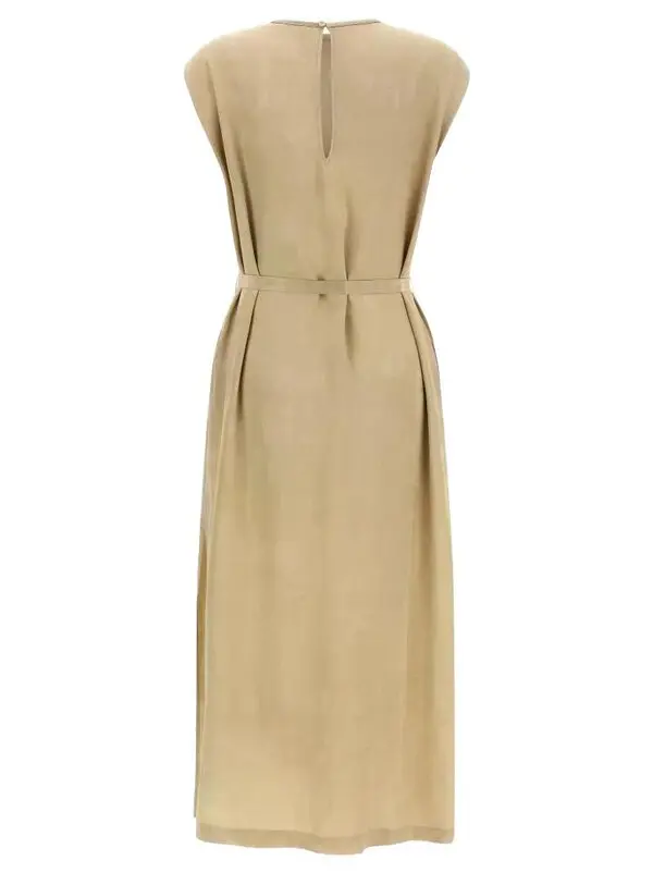 Peserico Sleeveless Midi Dress With Removable Belt - Neutrals