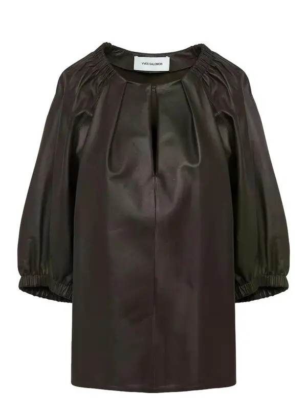 YVES SALOMON Flowing Leather Top - Brown